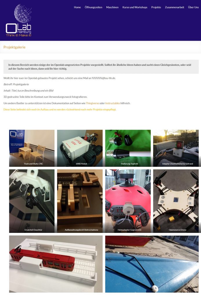 Projektgalerie Share your Idea - OpenLab Hamburg